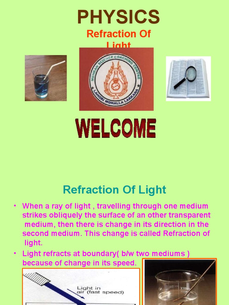 Physics: Refraction of Light | PDF | Refraction | Refractive Index
