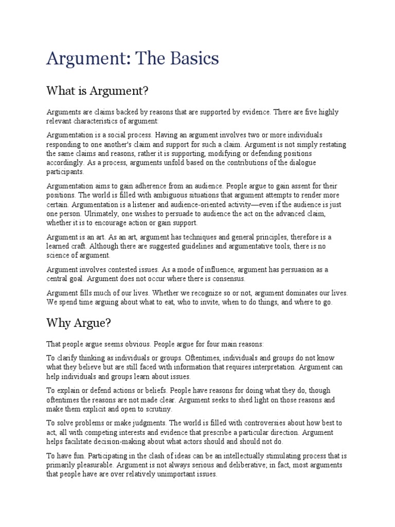Argument: The Basics | PDF | Argument | Fallacy