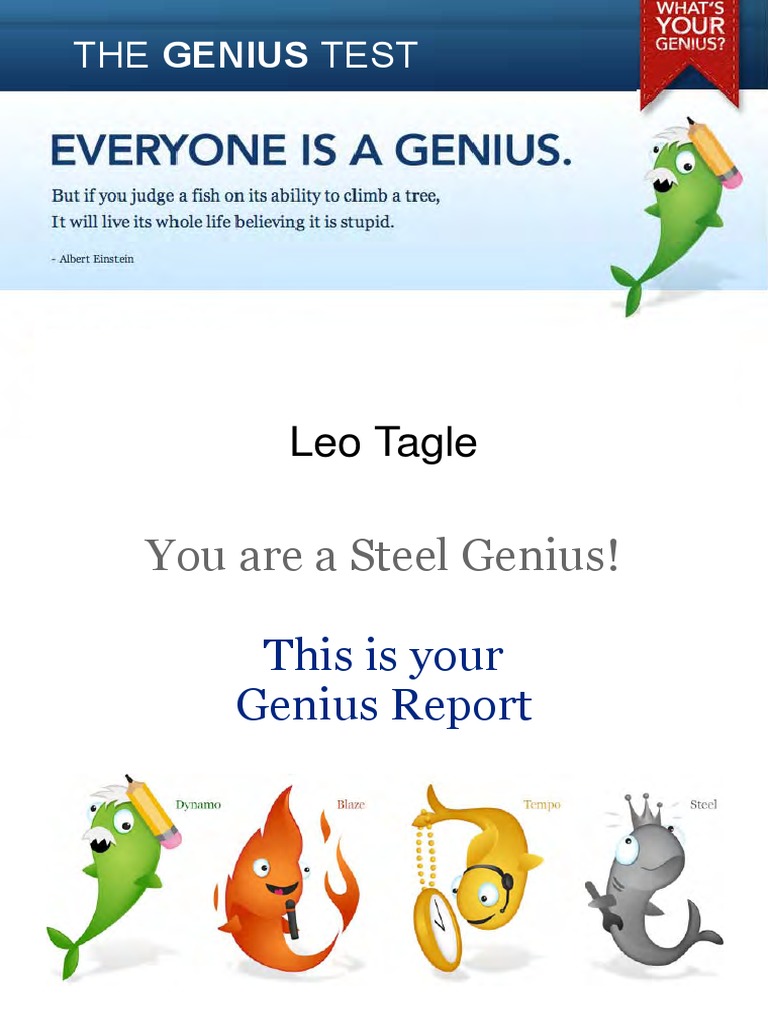 Understanding Your Genius: A Report on the Steel Genius Personality ...