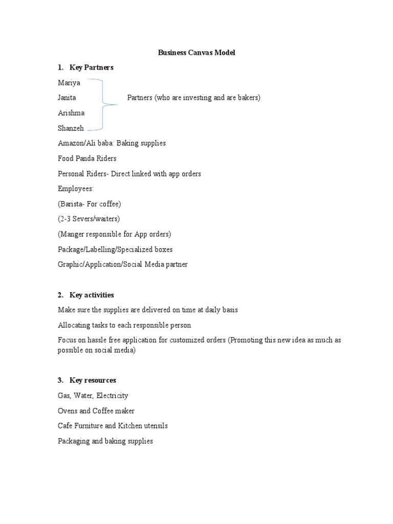Customizable Cakes and Coffee: A Business Canvas Model for a Specialty ...