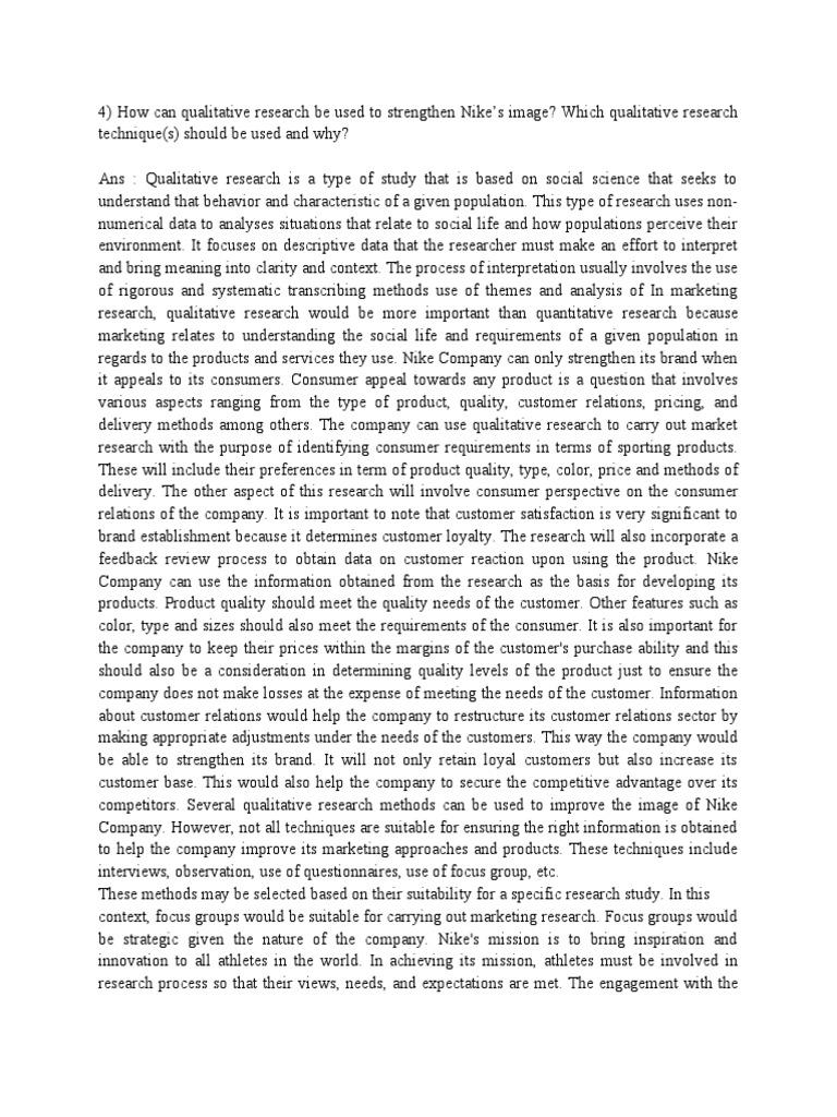 Nike | PDF | Qualitative Research | Focus Group