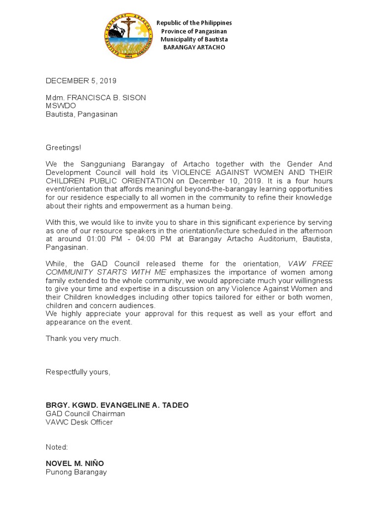 Request Letter Resource Speaker | PDF