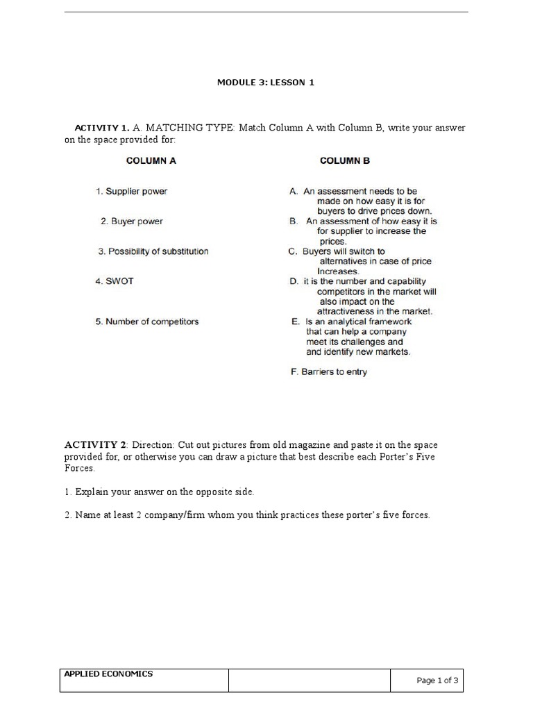 MODULE 3 Lesson 1 - Acitivites and Quiz | PDF