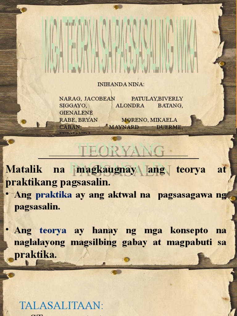 Pangkat-3 (Mga Teorya Sa Pagsasaling Wika) | PDF