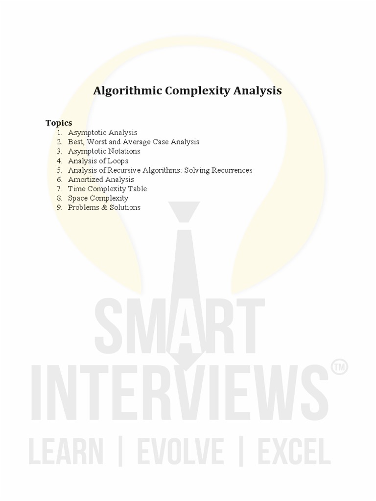 Algorithmic Complexity Analysis Guide | PDF | Time Complexity | Recurrence Relation