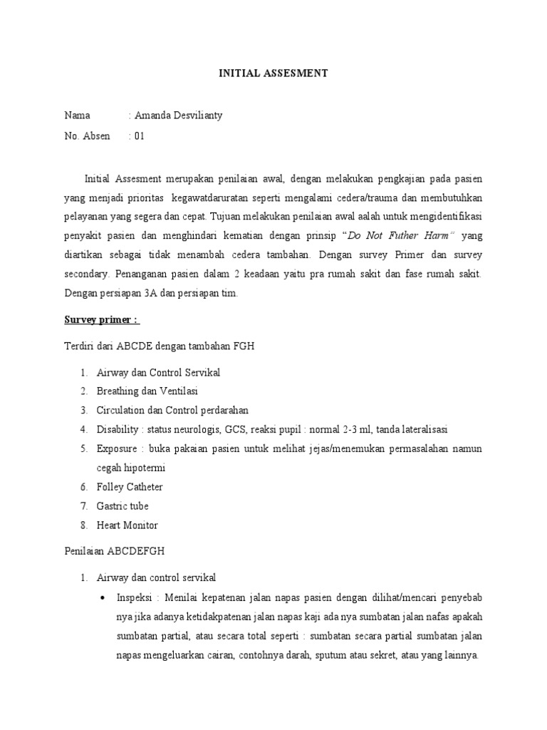 Amanda INITIAL ASSESMENT | PDF
