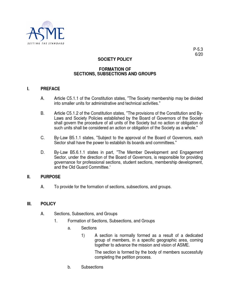 P 5 3 Formation and Operation of Sections Subsections and Groups | PDF ...