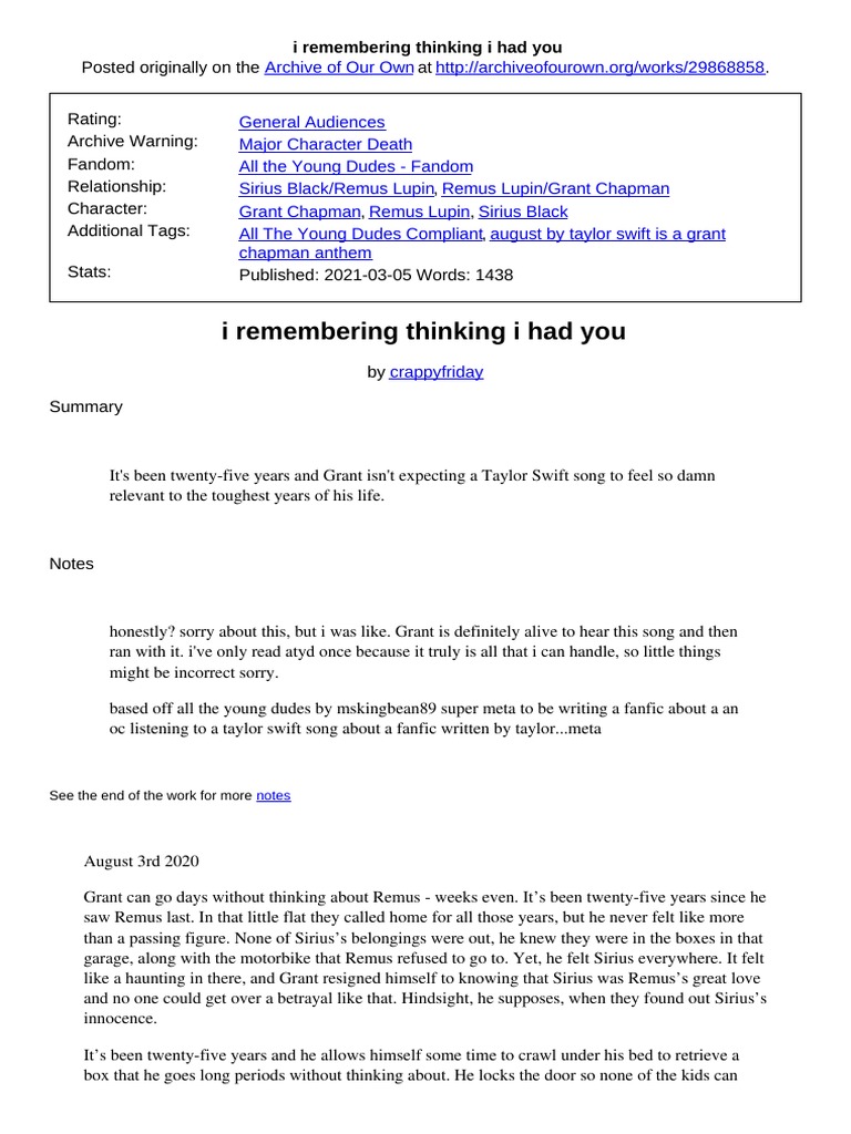 I Remembering Thinking I Had | PDF