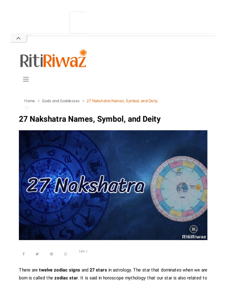 27 Nakshatra Names, Symbol, and Deity: Home Gods and Goddesses | PDF ...