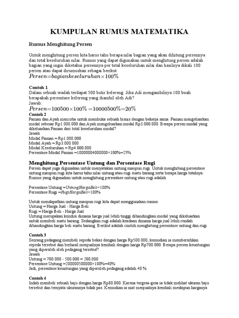 Kumpulan Rumus Matematika | PDF