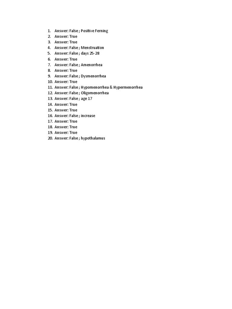 Answer Key-Menstrual Cycle | PDF