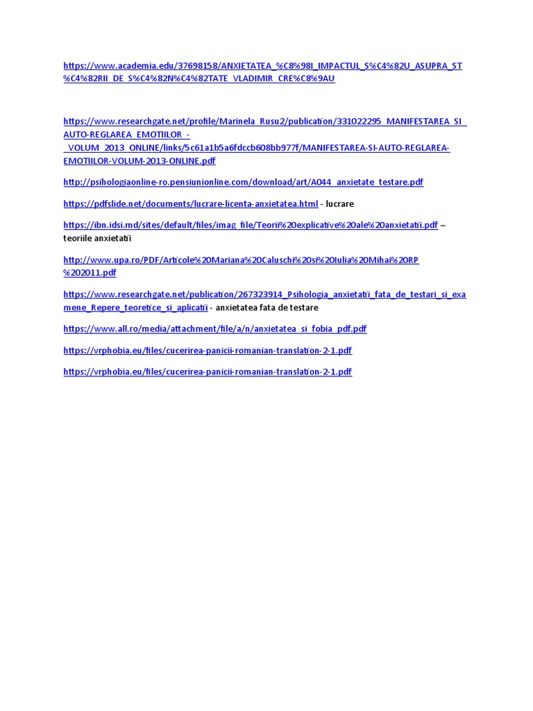 Anxietate - Linkuri | PDF | Technology & Engineering