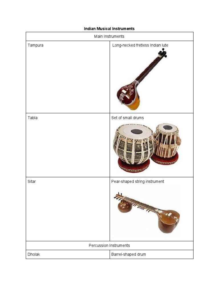Indian Musical Instruments | PDF | String Instruments | Music Technology
