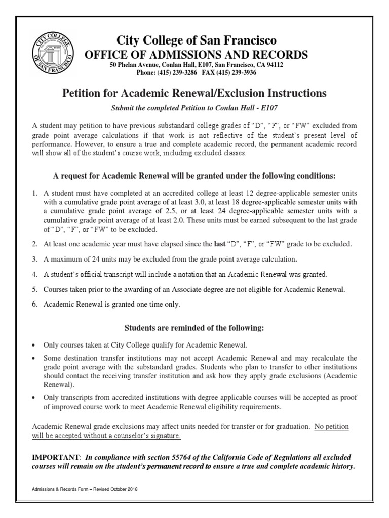Textbook - Academic Renewal Process at City College of San Francisco ...