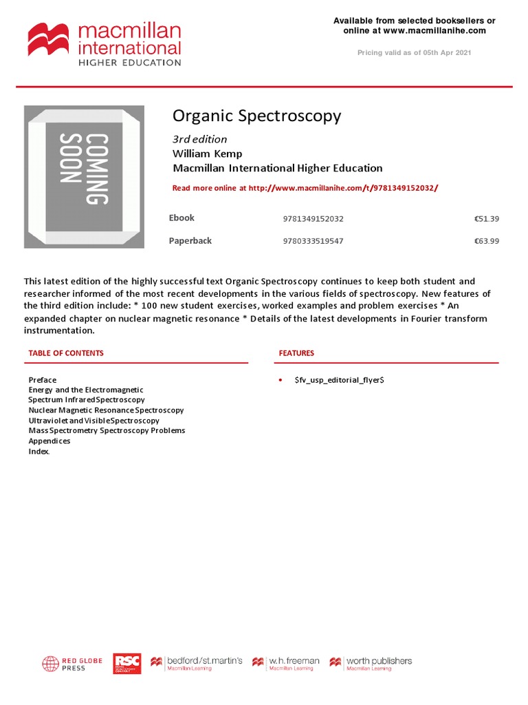 Organic Spectroscopy: 3rd Edition | PDF