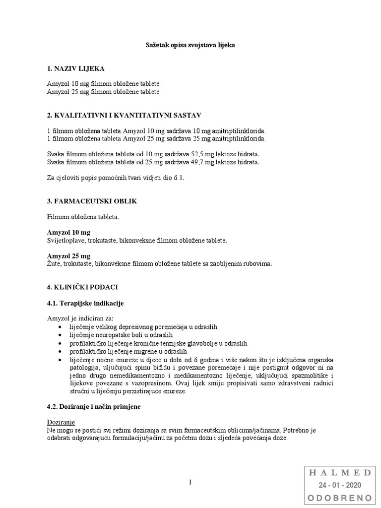 Amyzol Filmom Oblozene Tablete SPC 1 | PDF