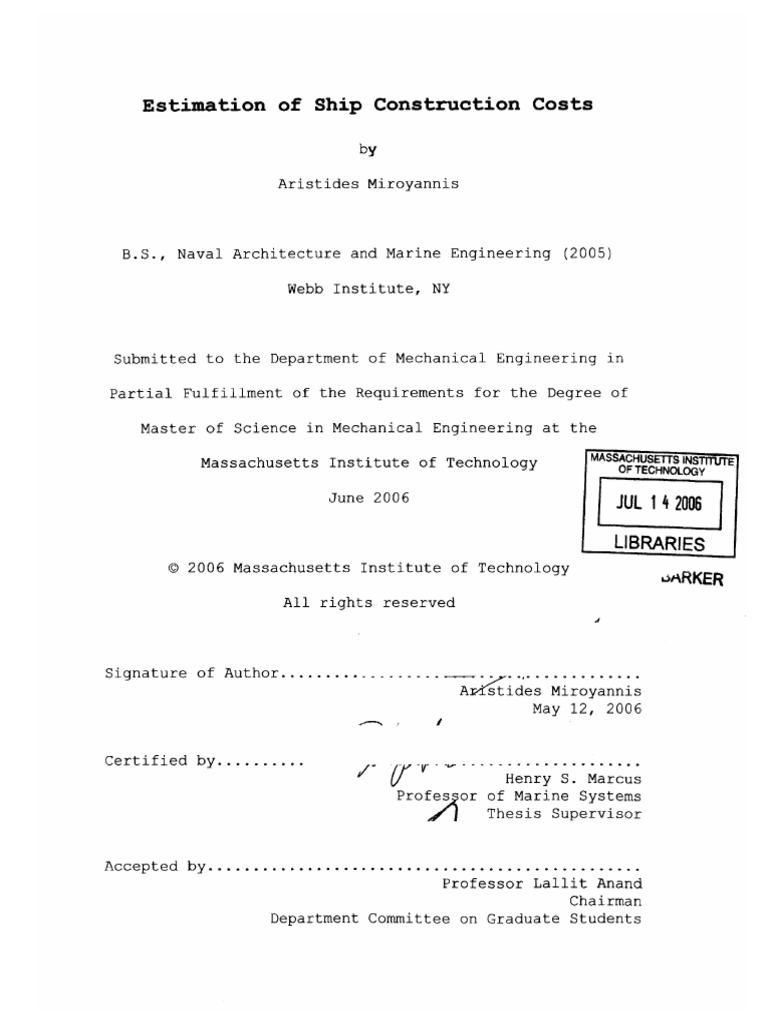 Estimation of Ship Construction Costs: Libraries | PDF | Navies | Ships
