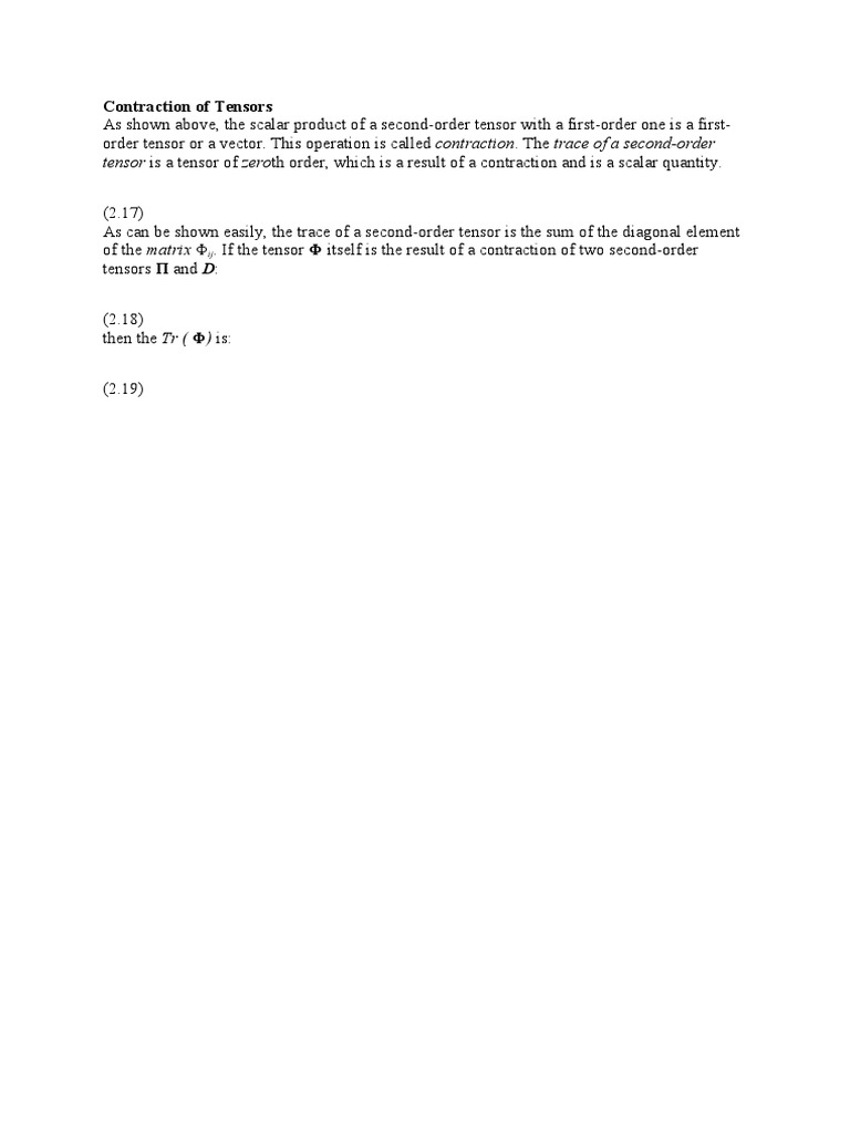 Contraction of Tensors | PDF