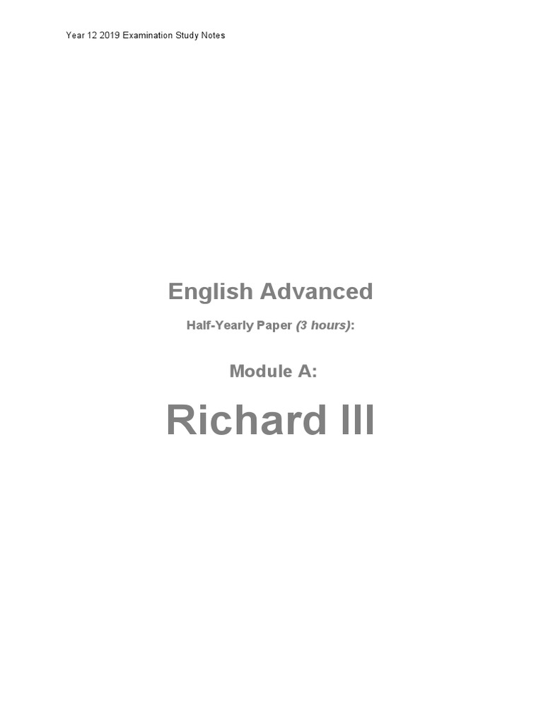 Detailed Analysis of Richard III Text - Module A | PDF | Richard Iii Of ...