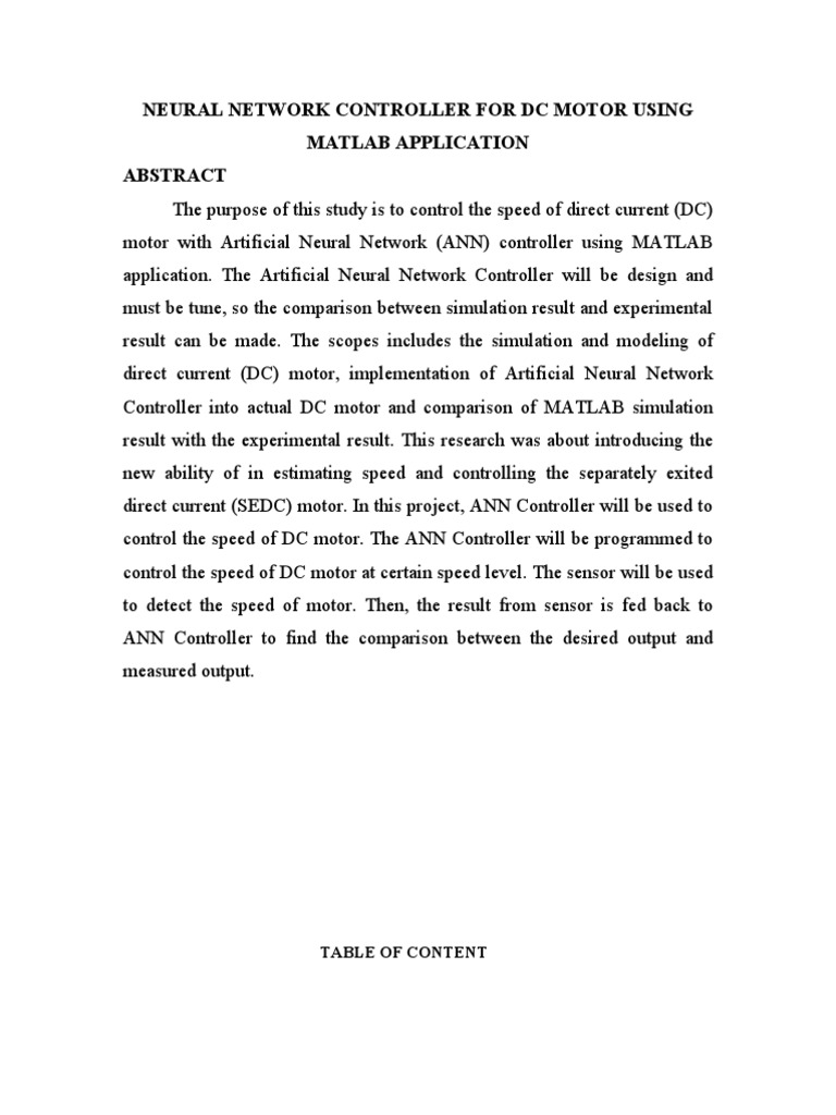 ANN Controller for DC Motor Control | PDF | Electric Motor | Artificial ...