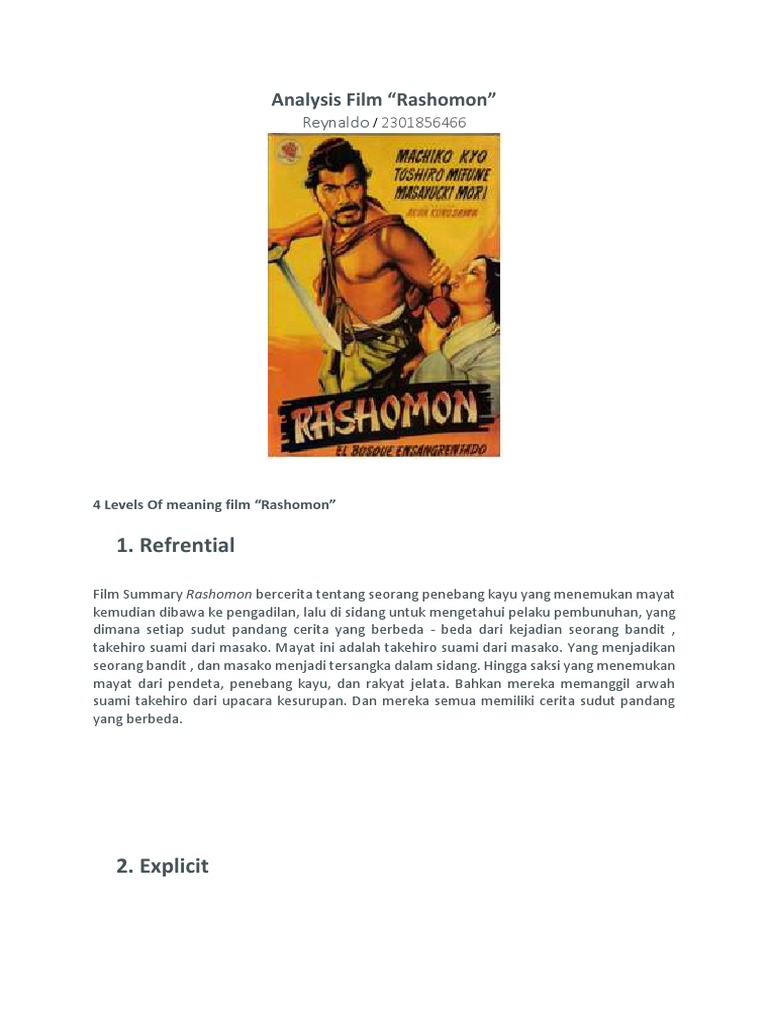 Analysis Film Rashomon | PDF
