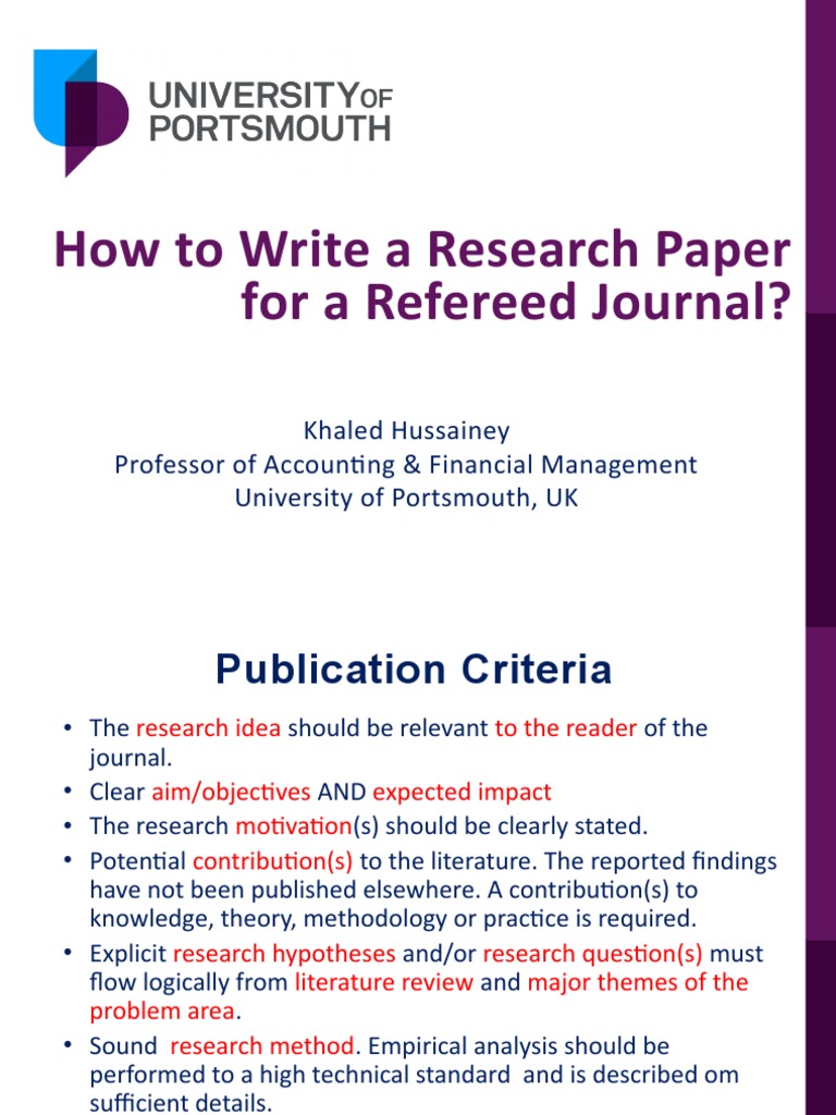 Writing Research Papers for Journals | PDF | Accounting | Audit