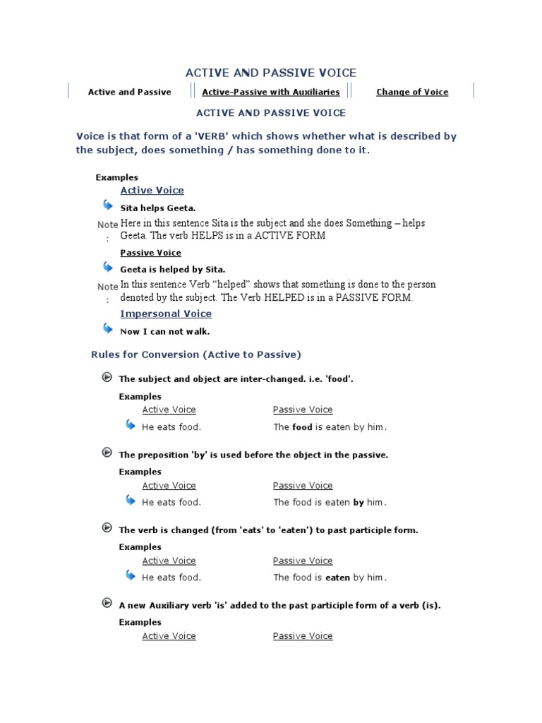 Active and Passive Voice | PDF | Verb | Grammar