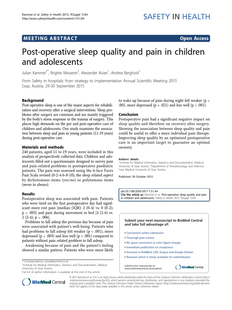 Post Op Children | PDF | Surgery | Pain