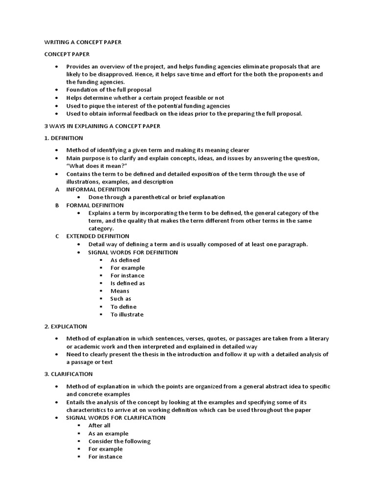 Writing a Concept Paper Guide | PDF | Concept | Theory