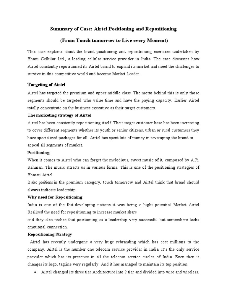 Airtel Case Study | PDF | Brand | Business Economics