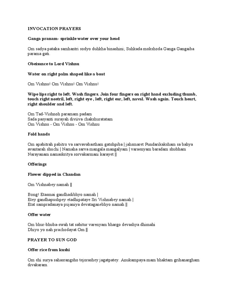 Invocation Prayers | PDF | Vishnu | Hindu Behaviour And Experience