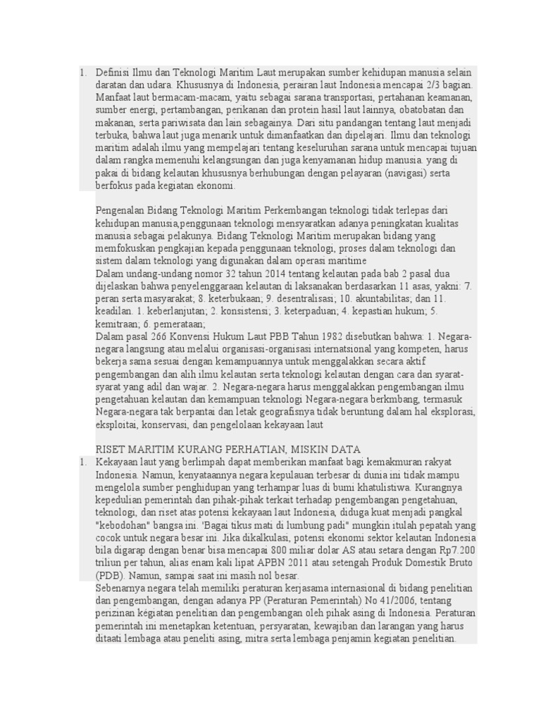 Potensi dan Tantangan Ilmu Maritim Indonesia | PDF | Perjalanan | Sains ...