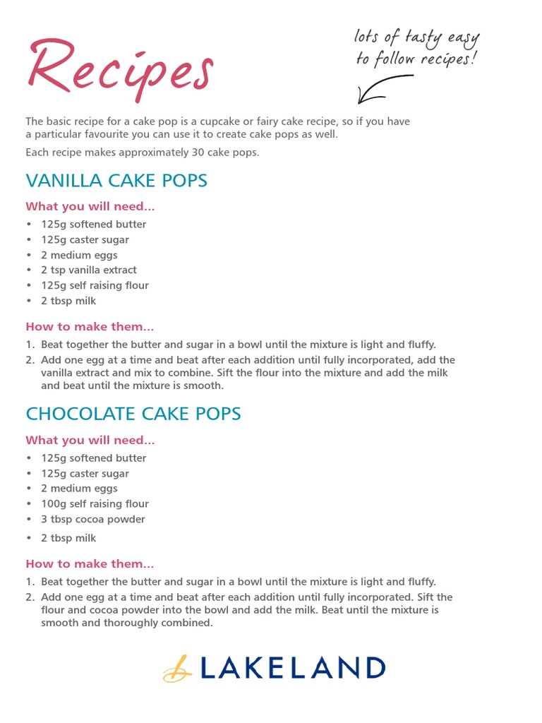 Cakepop PDF Recipes | PDF | Cakes | Flour