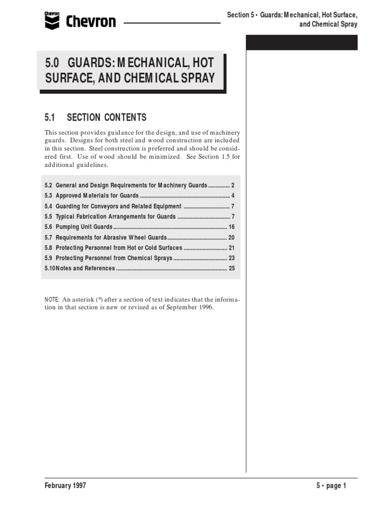5.0 Guards: Mechanical, Hot Surface, and Chemical Spray: 5.1 Section ...