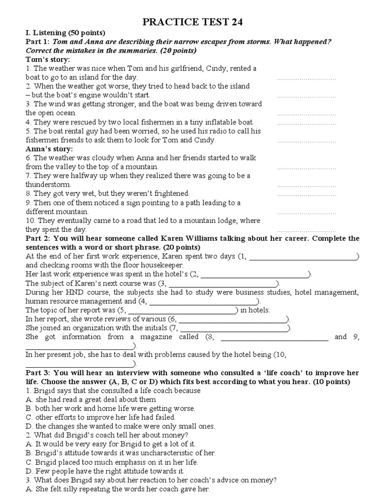 Practice Test 24 | PDF | Nature