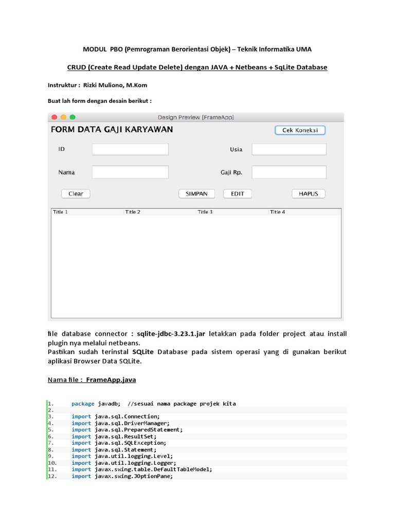 Crud Sqlite Gui Pbo | PDF | String (Computer Science) | Software ...