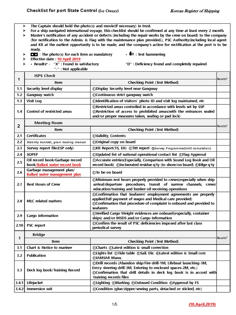 Checklist For Port State Control: - ISPS Check | Download Free PDF ...