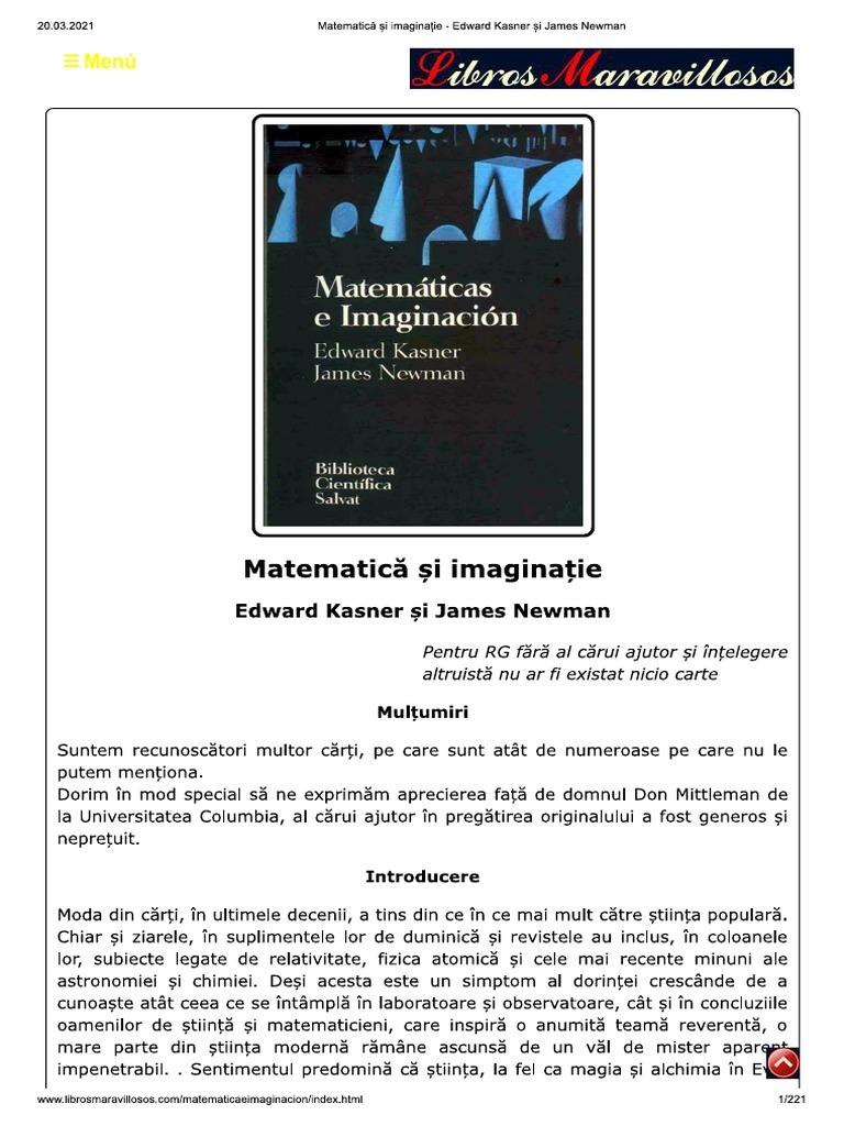 Edward Kasner Și James Newman-Matematică Și Imaginație | PDF