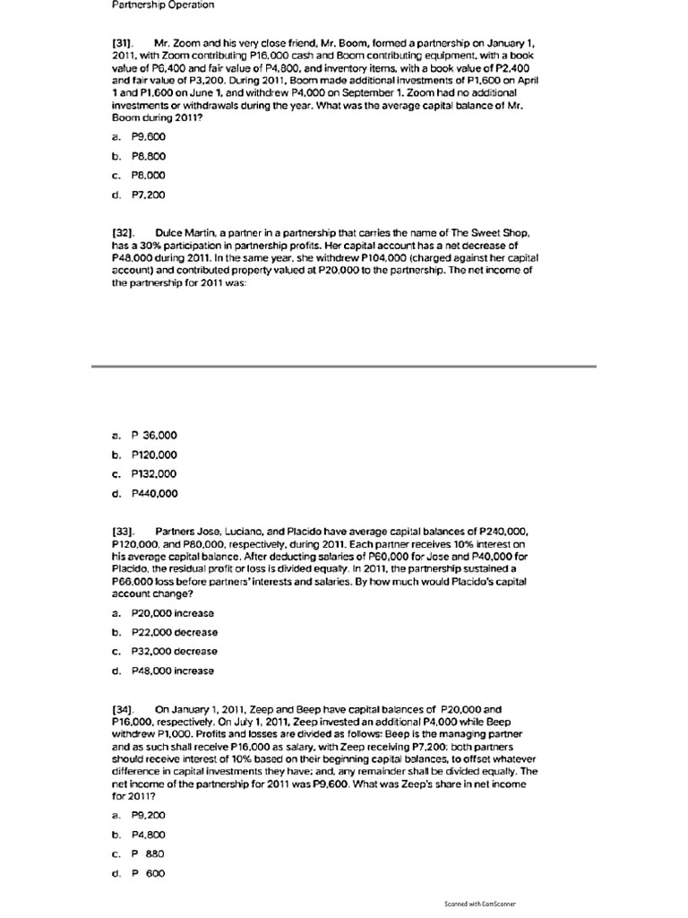 Partnership Operation Problems | PDF