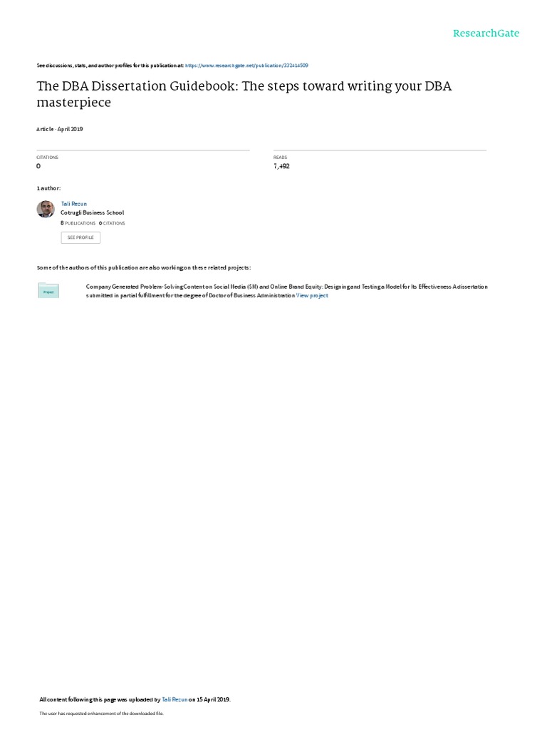 DBA Dissertation Guidebook | PDF | Thesis | Design Of Experiments