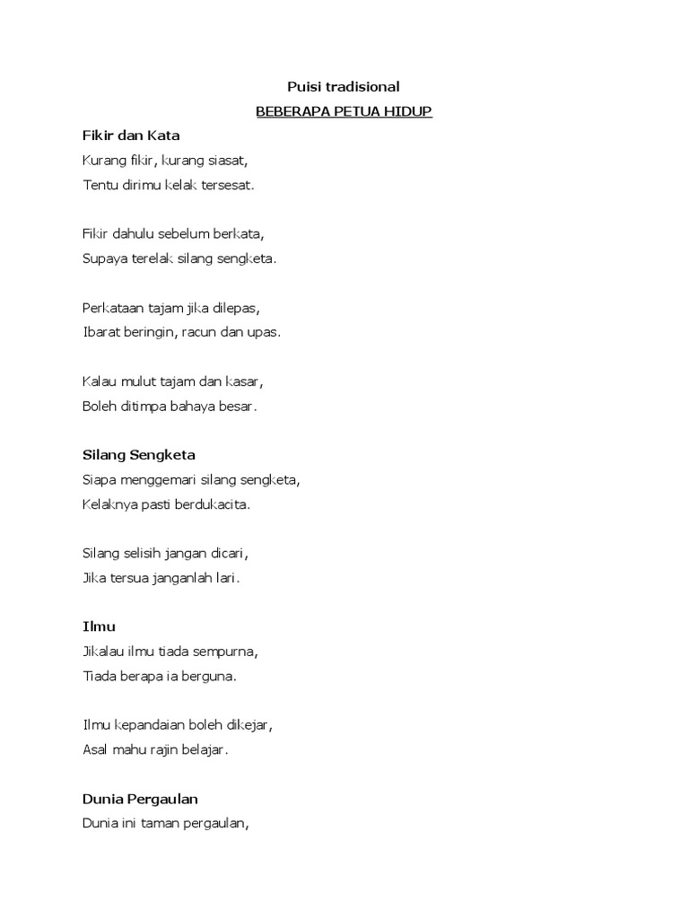 Puisi Tradisional Text | PDF