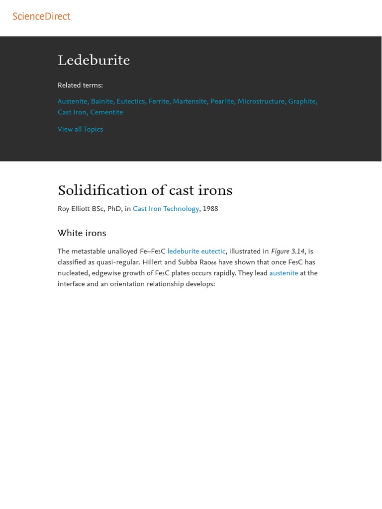 Ledeburite: Solidification of Cast Irons | Download Free PDF | Cast ...