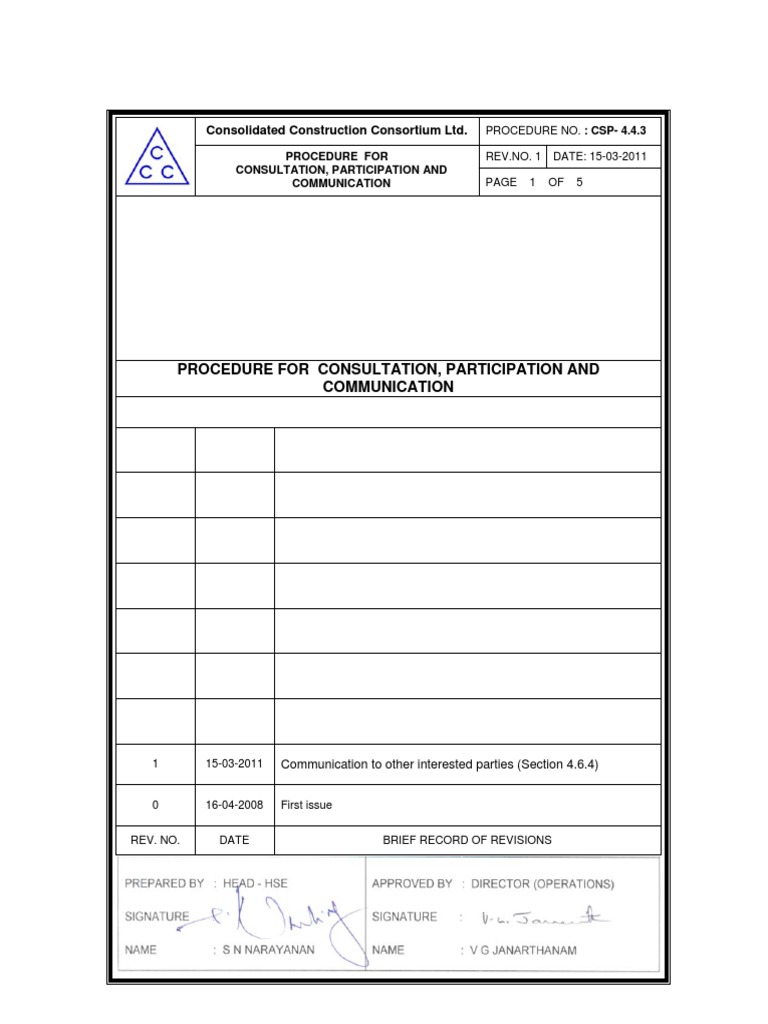 CSP-4.4.3 Workers Participation and Consultation | PDF | Occupational ...
