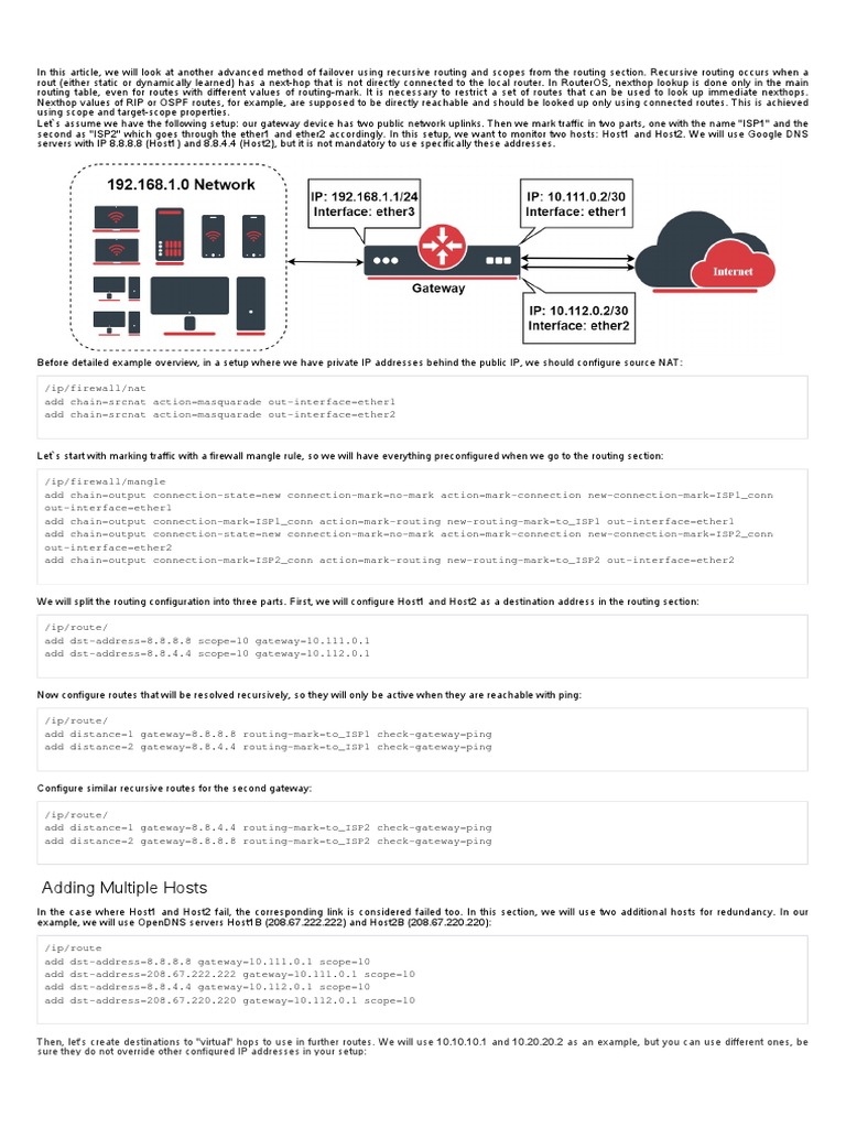 Mikrotik - Firewall - Failover | PDF | Routing | Ip Address
