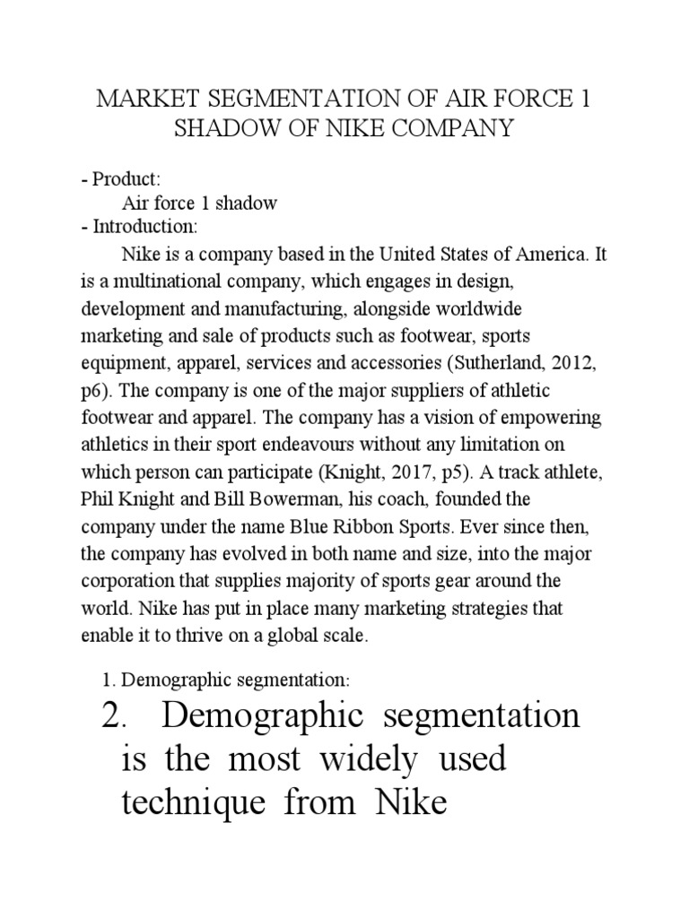 Nike Air Force 1 Shadow Market Segmentation | PDF | Market Segmentation ...