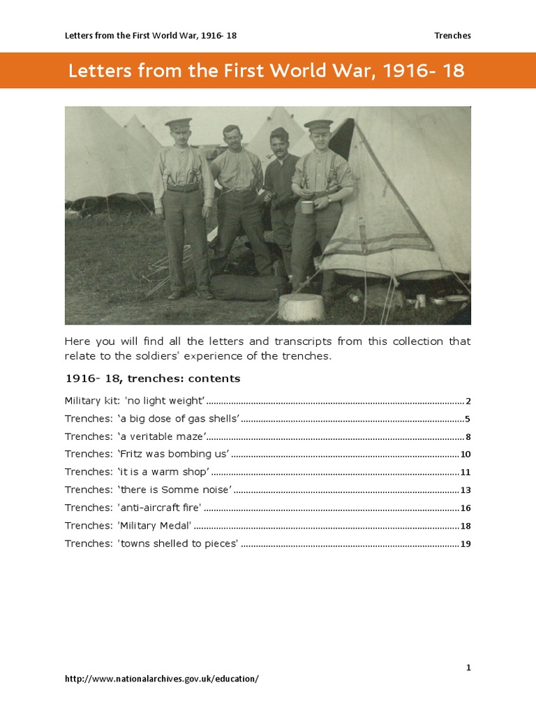 Letters From The First World War 1916 1918 3 Trenches | PDF | Corporal ...