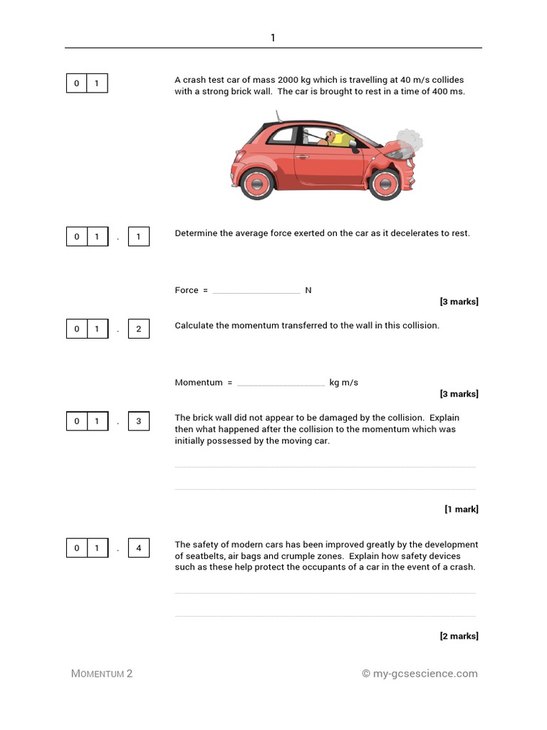 Momentum 2 Exam Style Questions | PDF | Momentum | Collision