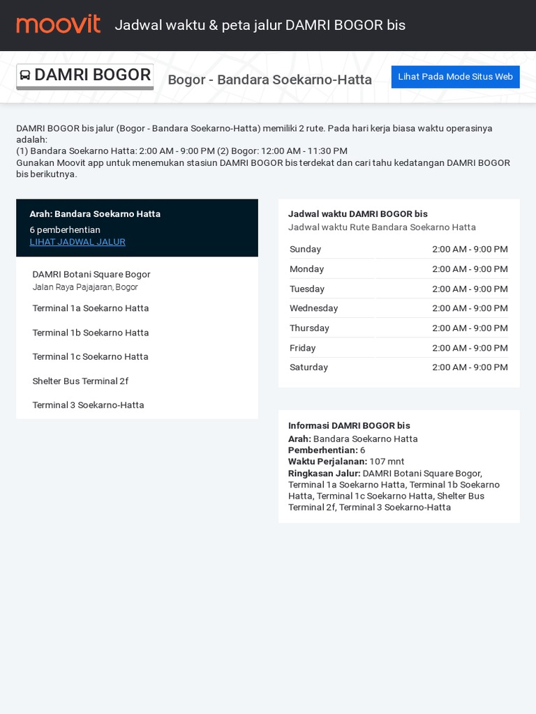 DAMRI Bogor Bandara Soekarno Hatta | PDF