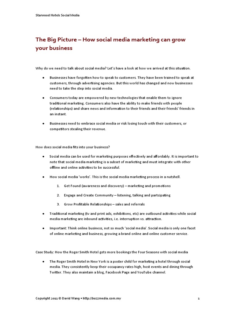 Starwood Social Media Handout | PDF | Social Media | Popular Culture ...