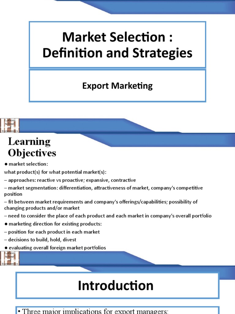Market Selection: Definition and Strategies: Export Marketing | PDF ...